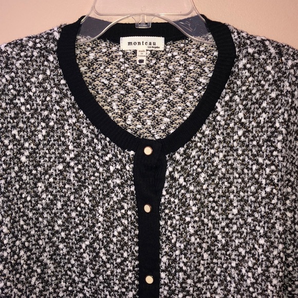 Monteau | Sweaters | Monteau Black White Golden Cardigan Sweater Medium ...
